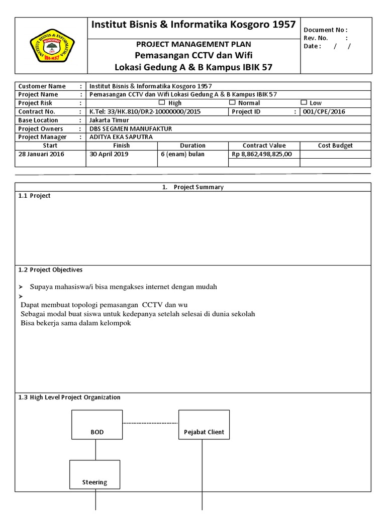 Project Management Plan (Mpsi-2019) | PDF