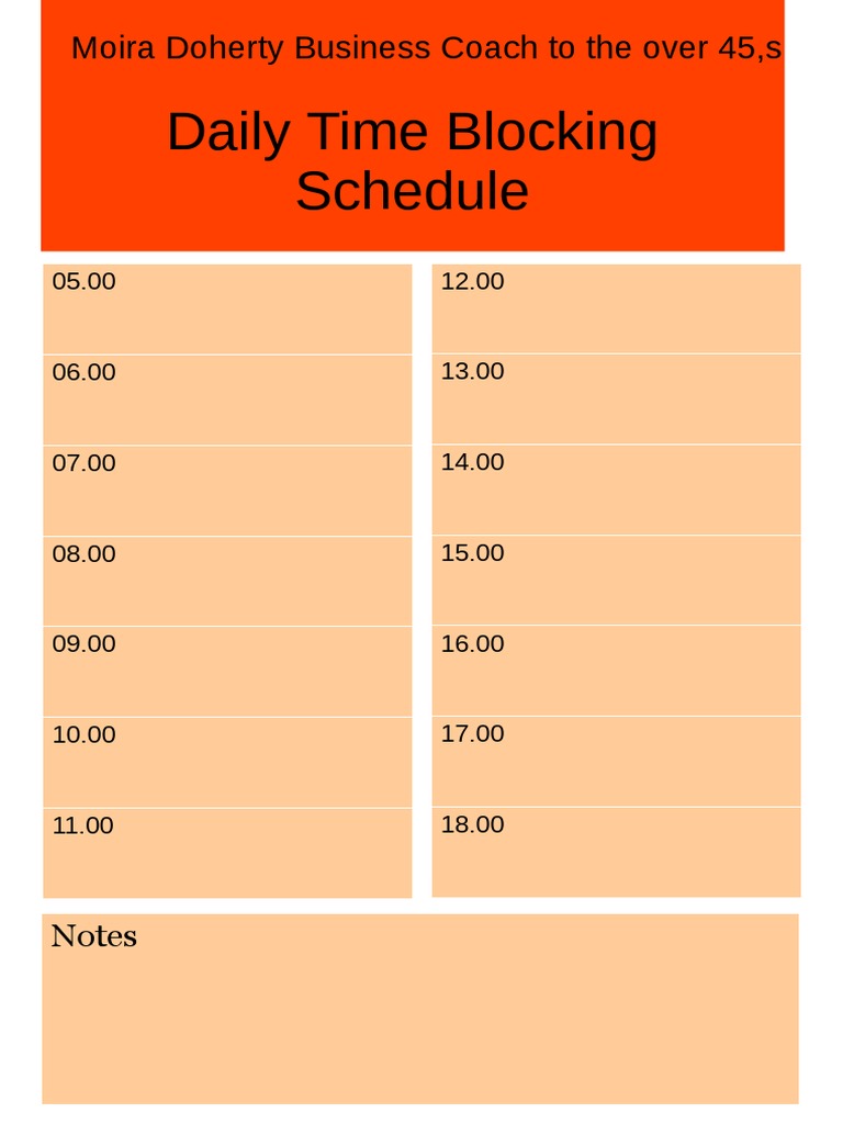 Time Blocking Schedule for Over 45s | PDF | Career & Growth