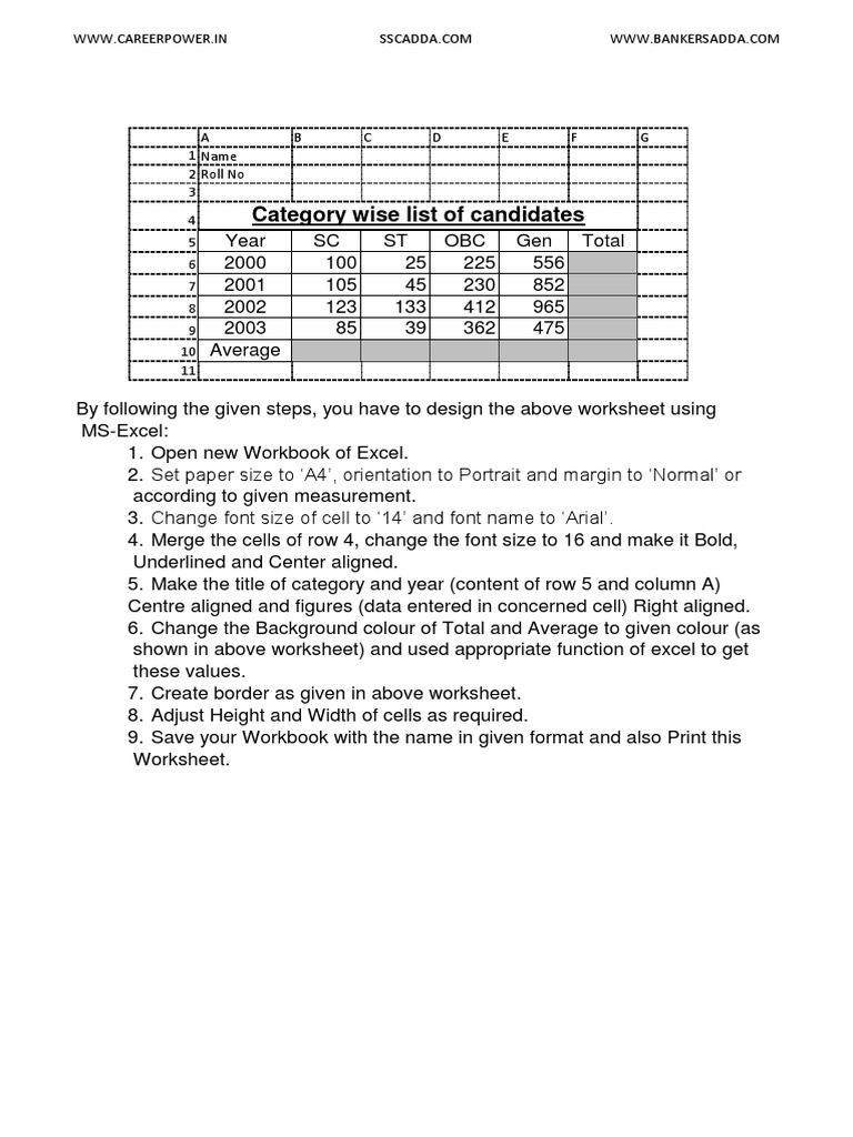 Category Wise List of Candidates by Year: A Template for Designing a ...