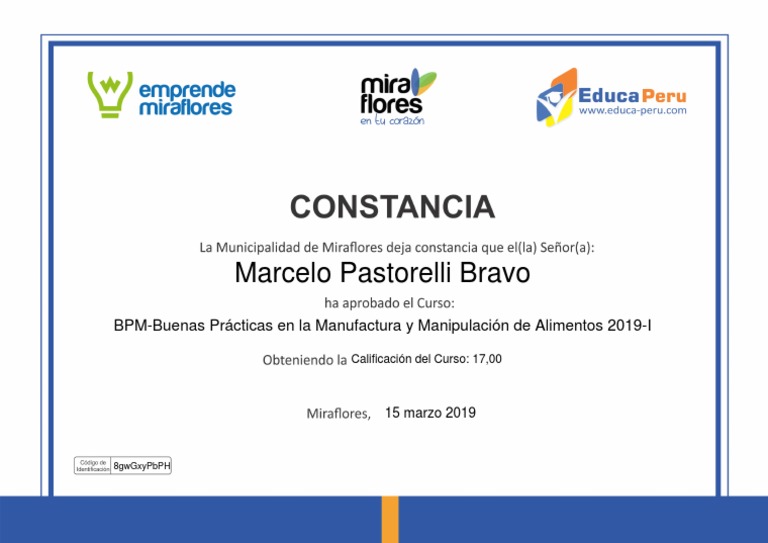 Constancia de BPM
