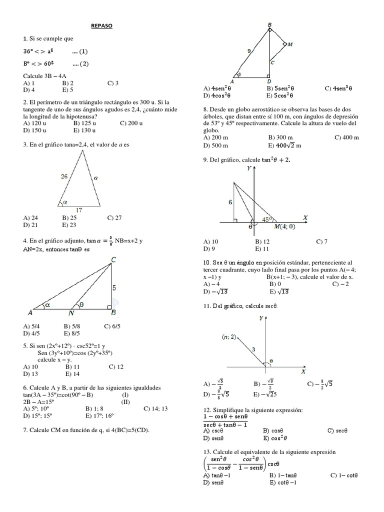 Problemas de Trigonometría Avanzada | PDF | Trigonometría | Geometría ...