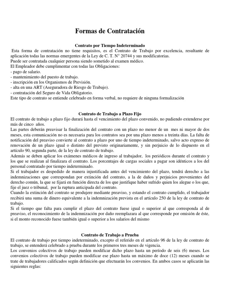 Formas de Contratación: Contrato por Tiempo Indeterminado | Derecho ...