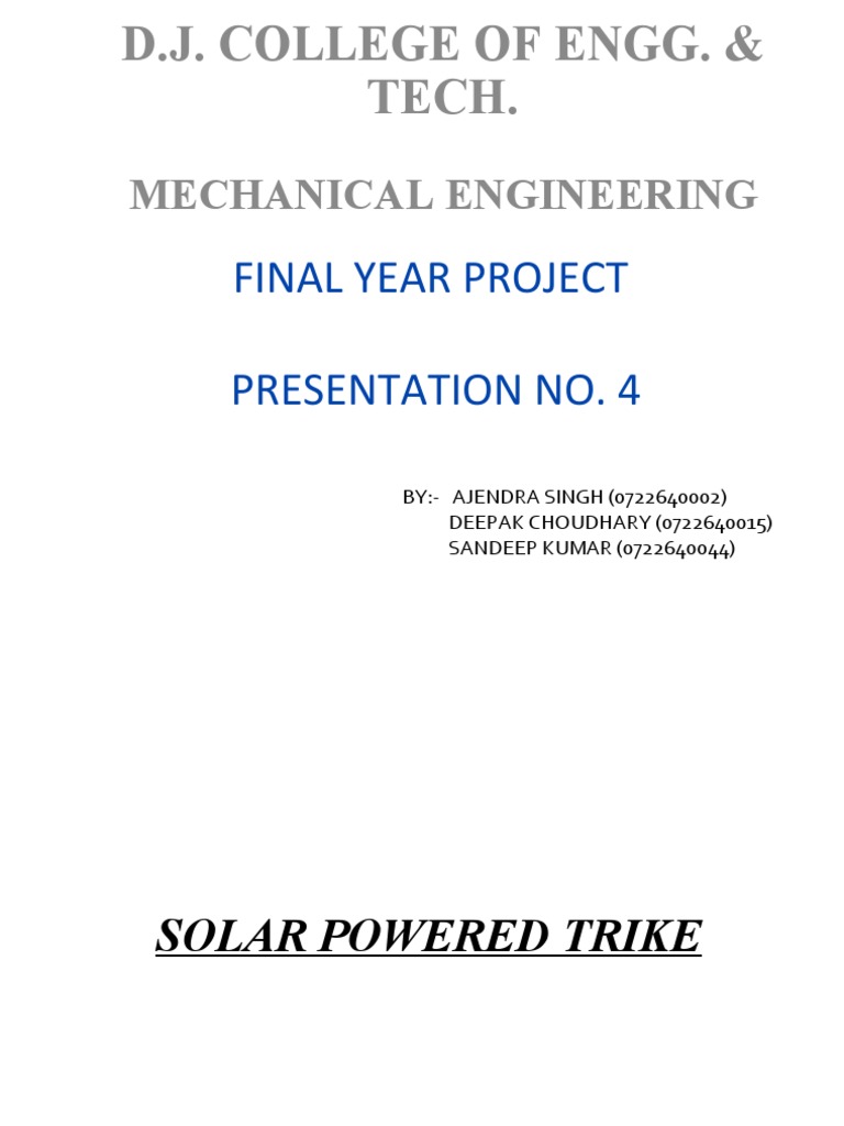 Mechanical Engineering: Final Year Project Presentation No. 4 | PDF