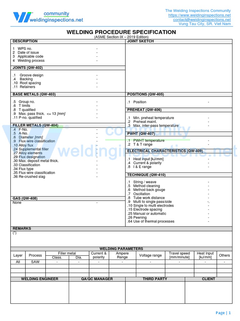 WPS Format For ASME IX - WPS - SAW | Download Free PDF | Welding ...
