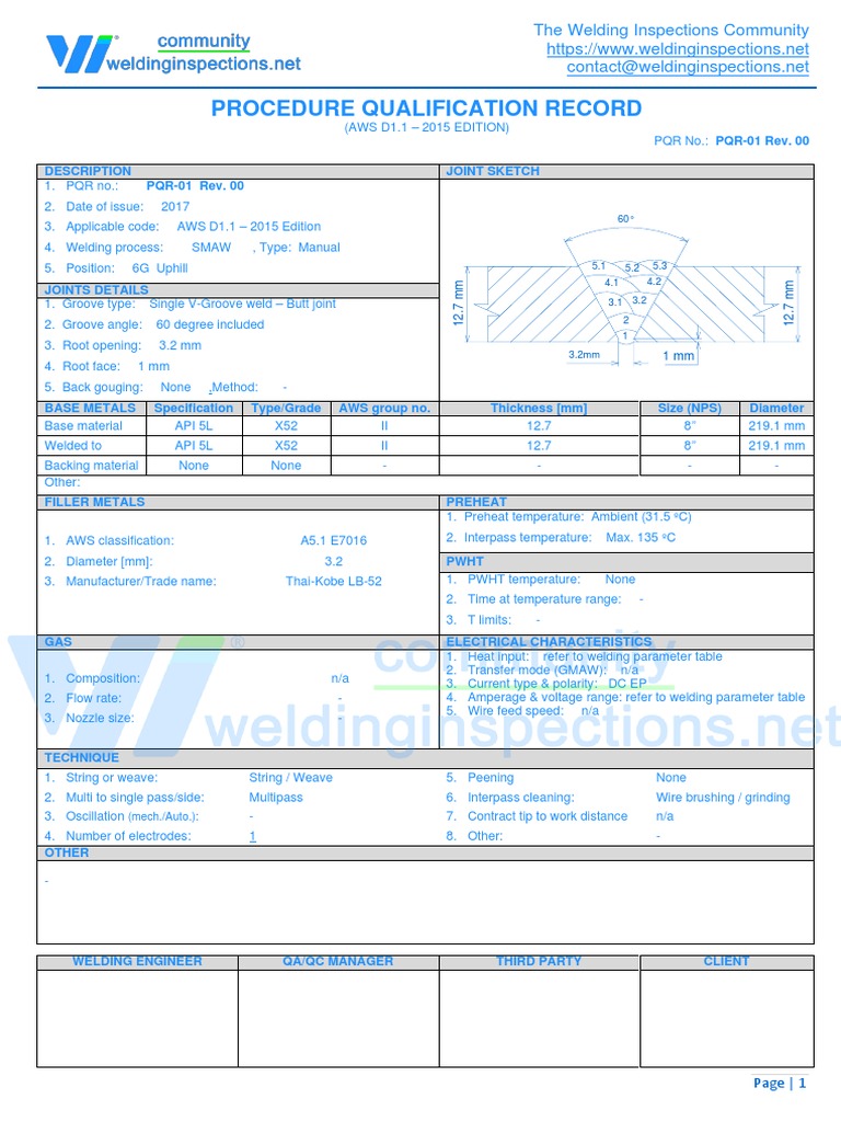 WPS Format For AWS D1.1 - PQR - SMAW | PDF | Welding | Construction
