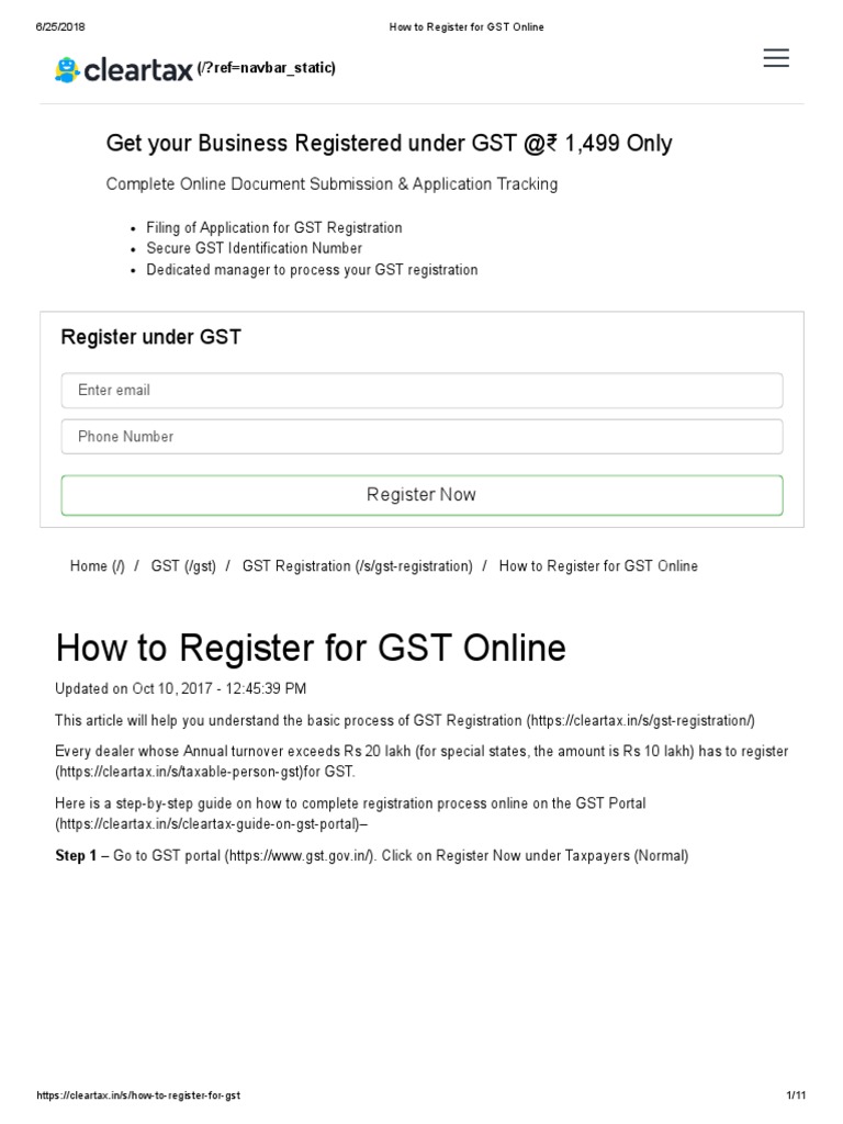 GST Registration Process | PDF | Receipt | Taxes