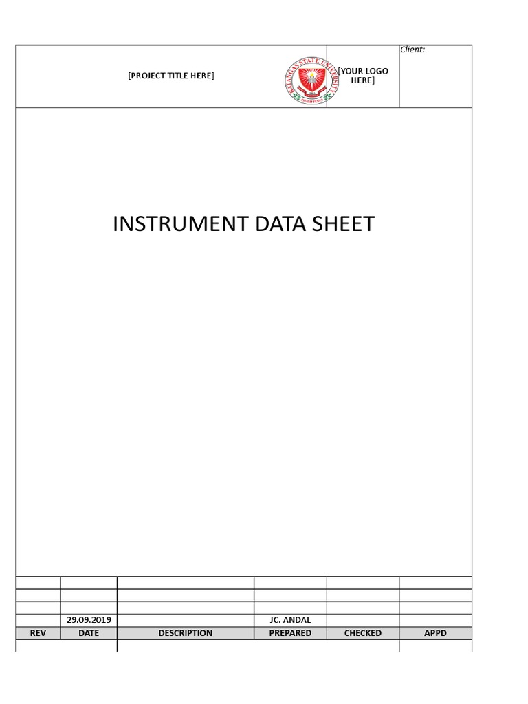 Instrument Data Sheet: (Project Title Here) (Your Logo Here) | PDF ...