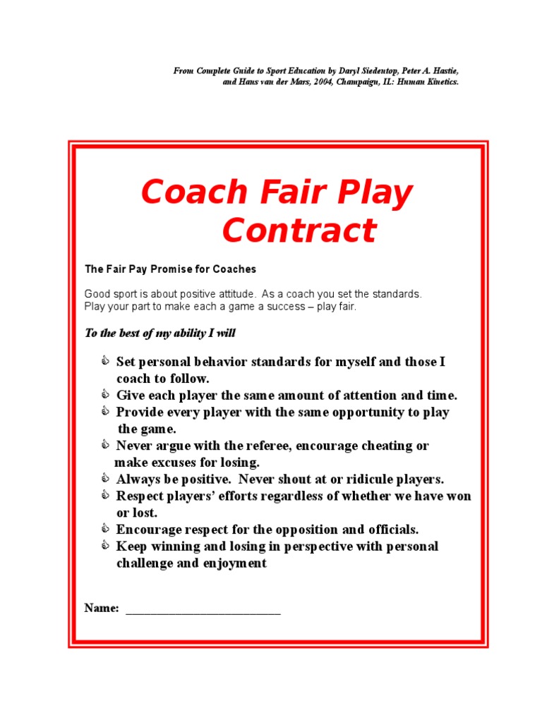 Coach Fair Play Contract-1 | PDF