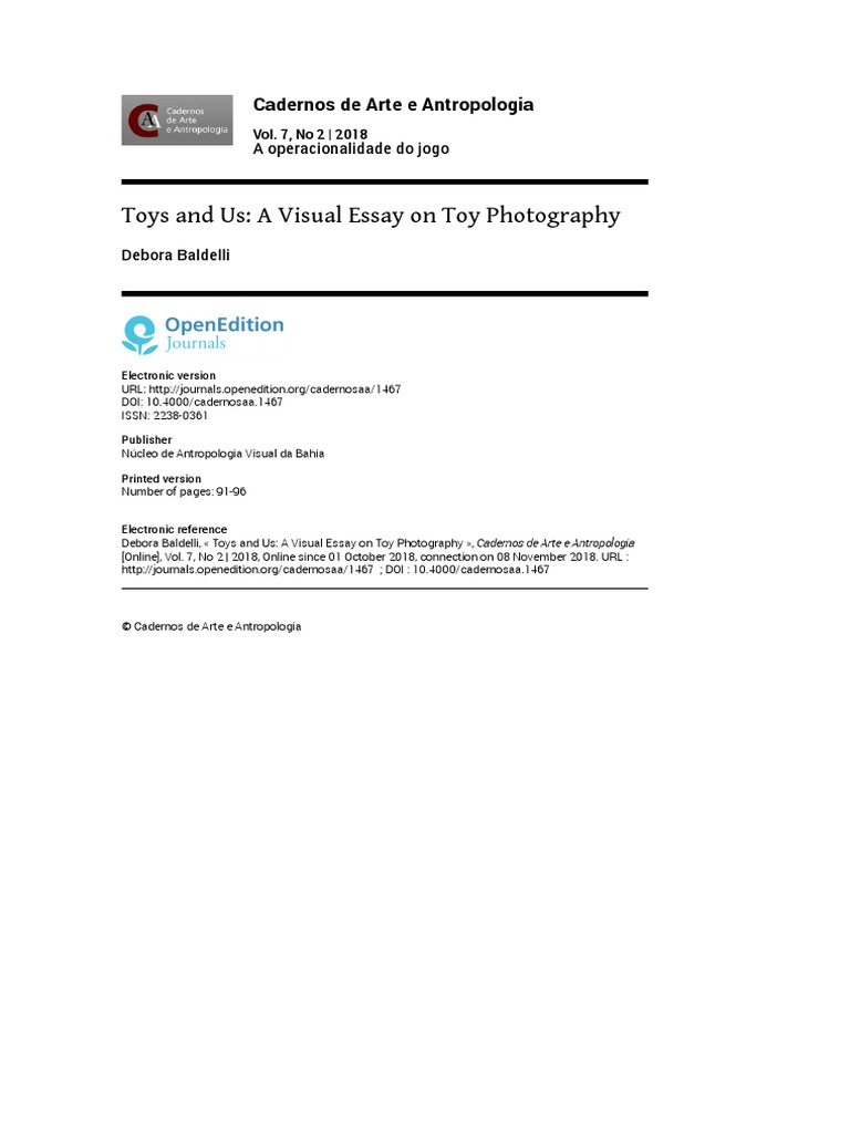 Toys and Us: A Visual Essay On Toy Photography: Cadernos de Arte e ...