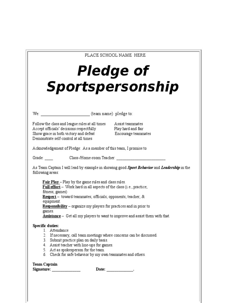 Pledge of Sportspersonship | PDF