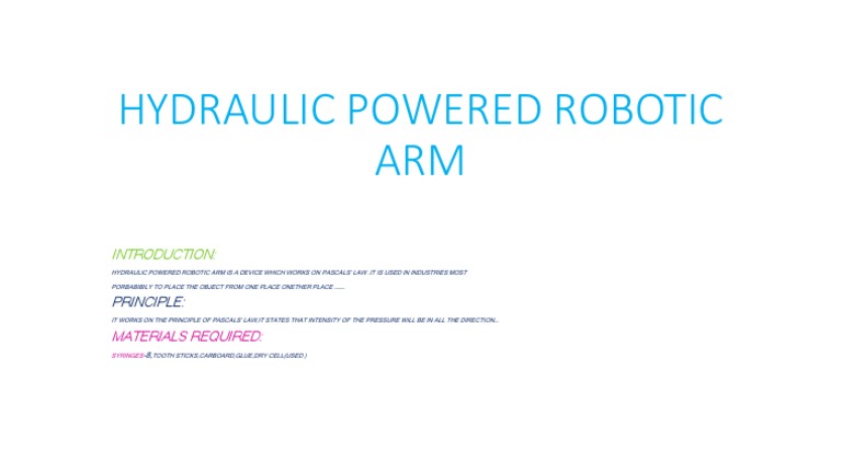Hydraulic Powered Robotic Arm | PDF