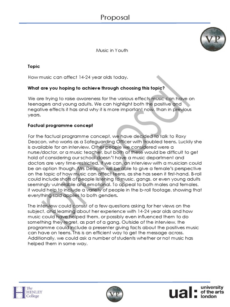 Proposal | PDF | Adolescence | Behavioural Sciences