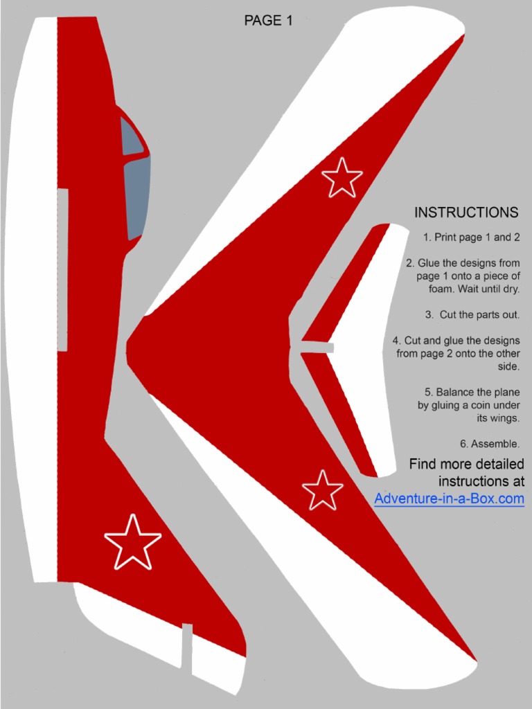 Foam Glider Airplane Free Printable Pattern | PDF