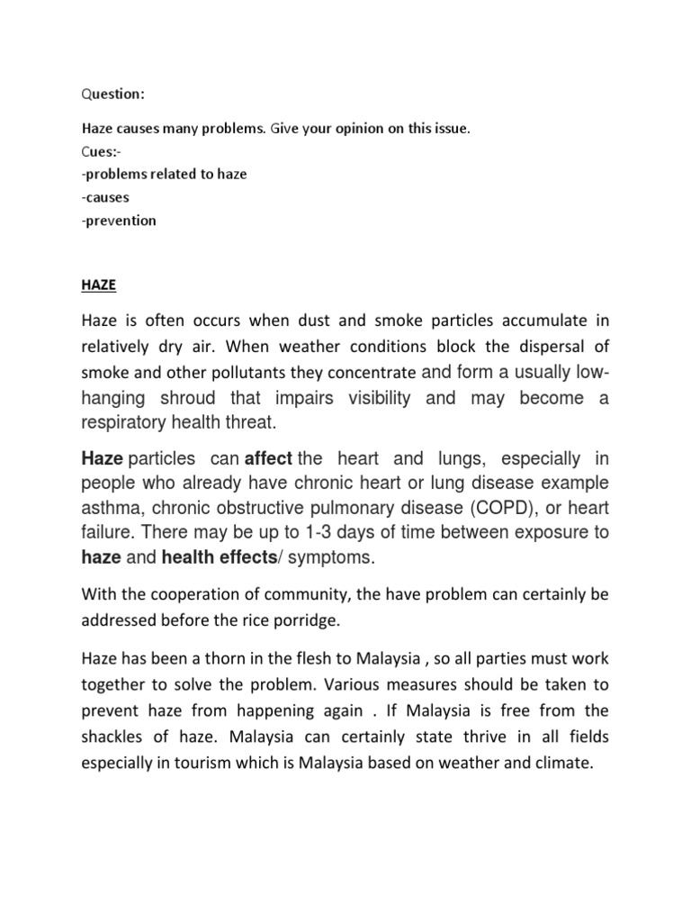 Haze: Causes, Effects, and Prevention | PDF | Science & Mathematics