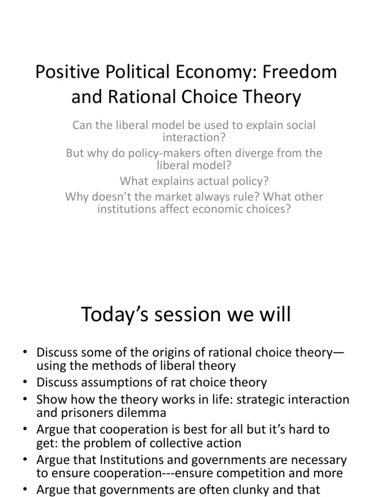 Positive Political Economy: Freedom and Rational Choice Theory | PDF | Rationality | Utility