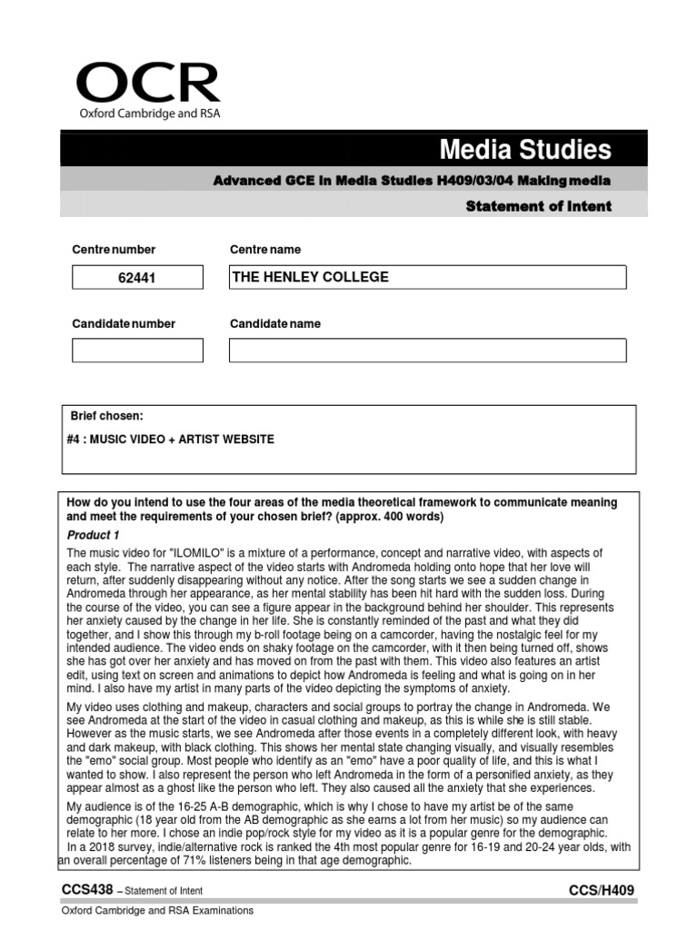 Real Statement of Intent | PDF