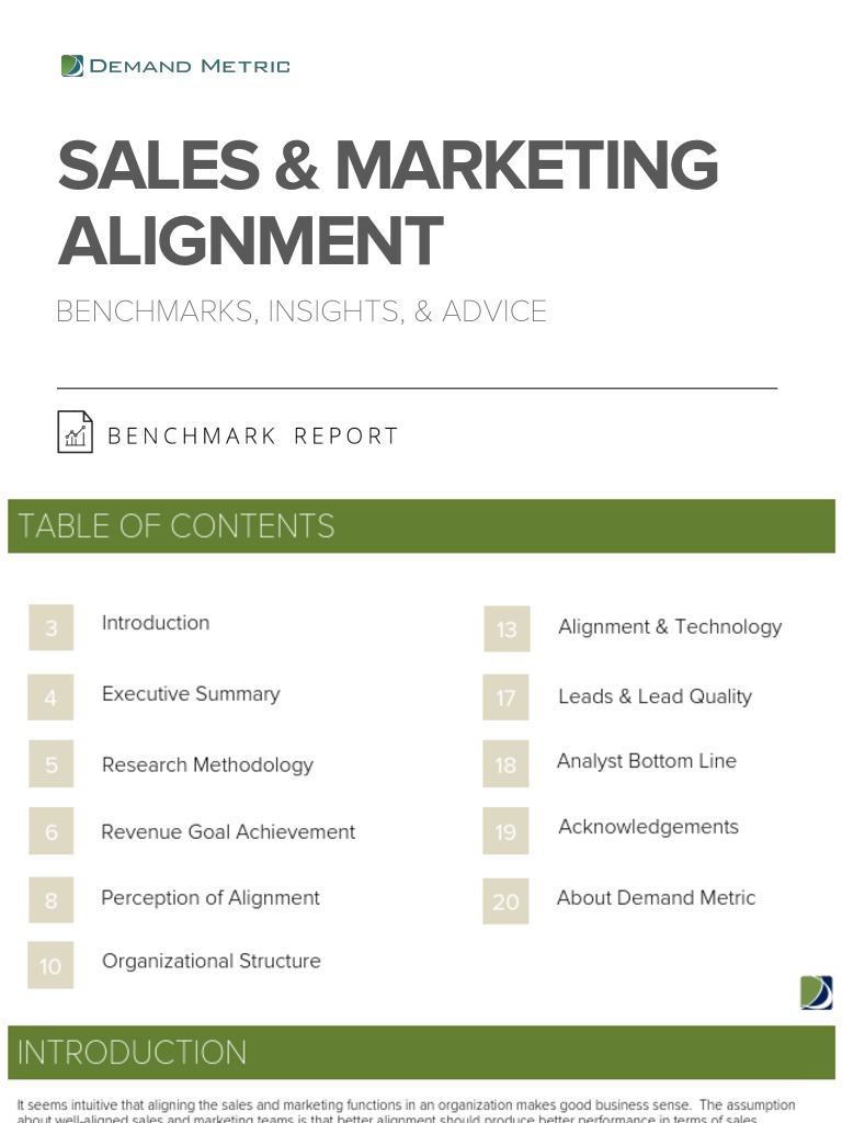 Sales Marketing Alignment Benchmark Report | PDF | Sales | Marketing