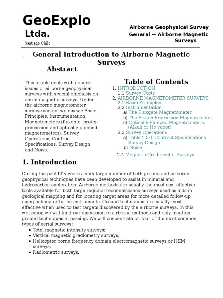 General Introduction To Airborne Magnetic Survey PDF | PDF ...