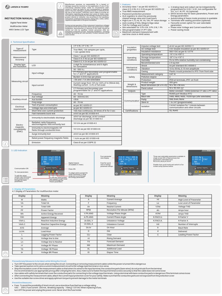 04-01-2017 08-14-24 - 44XX Series Multifunction Meter LCD - Manual | PDF | Fuse (Electrical ...