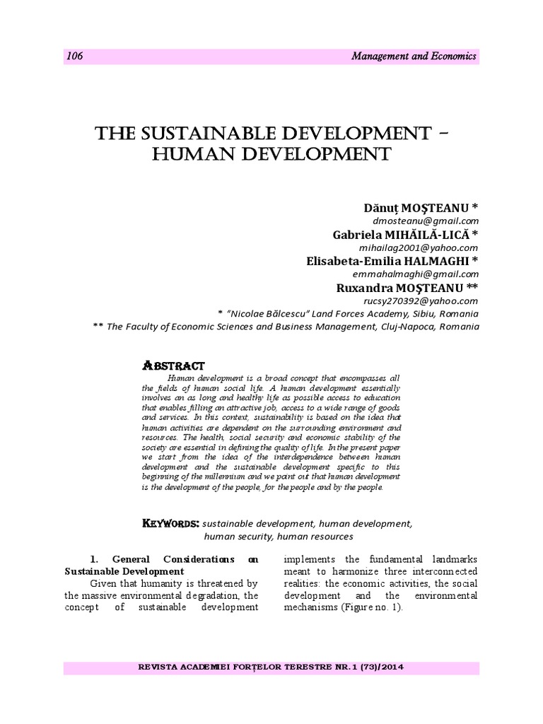 The Interdependence Between Human Development and Sustainable ...