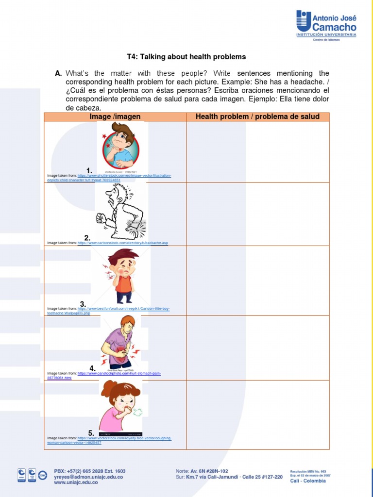 T4: Talking About Health Problems A.: Image Taken From | PDF