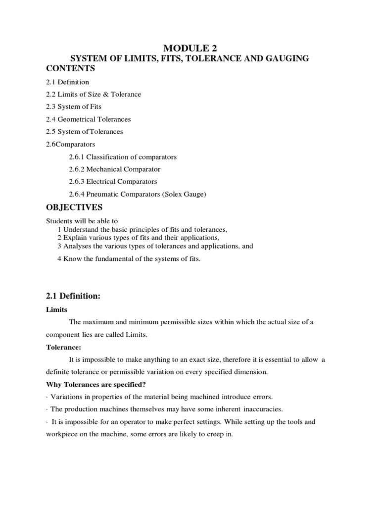 Unit2 - Limits Fits & Tolerance Notes | PDF | Engineering Tolerance ...