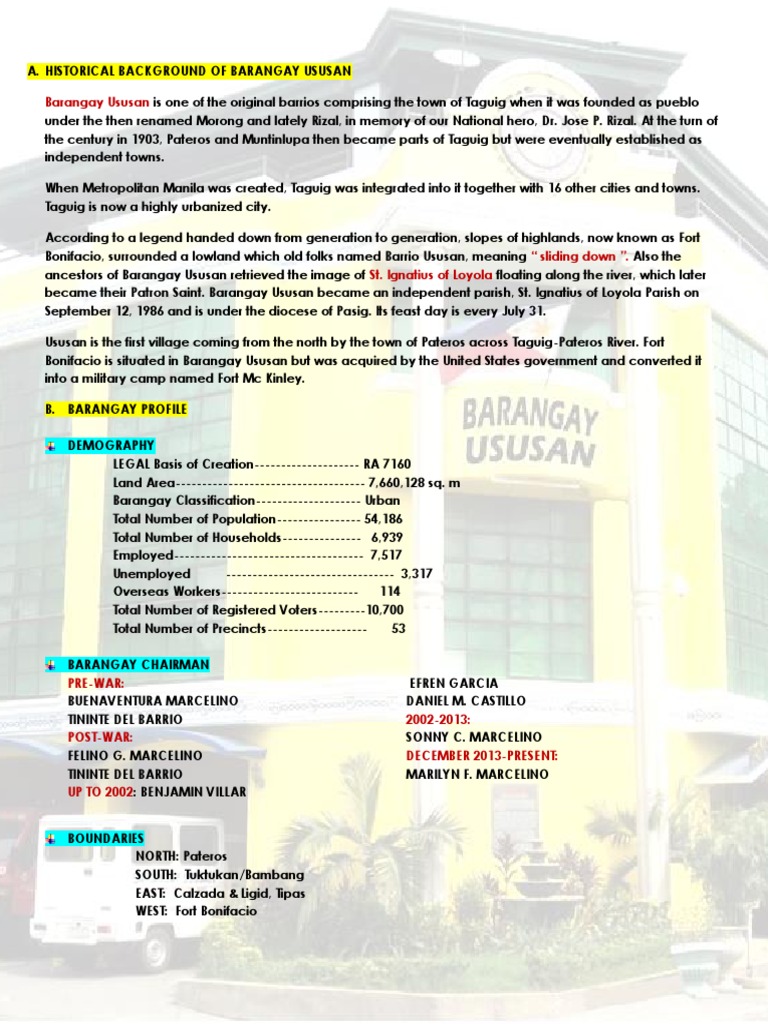 Barangay Ususan: History and Profile | PDF