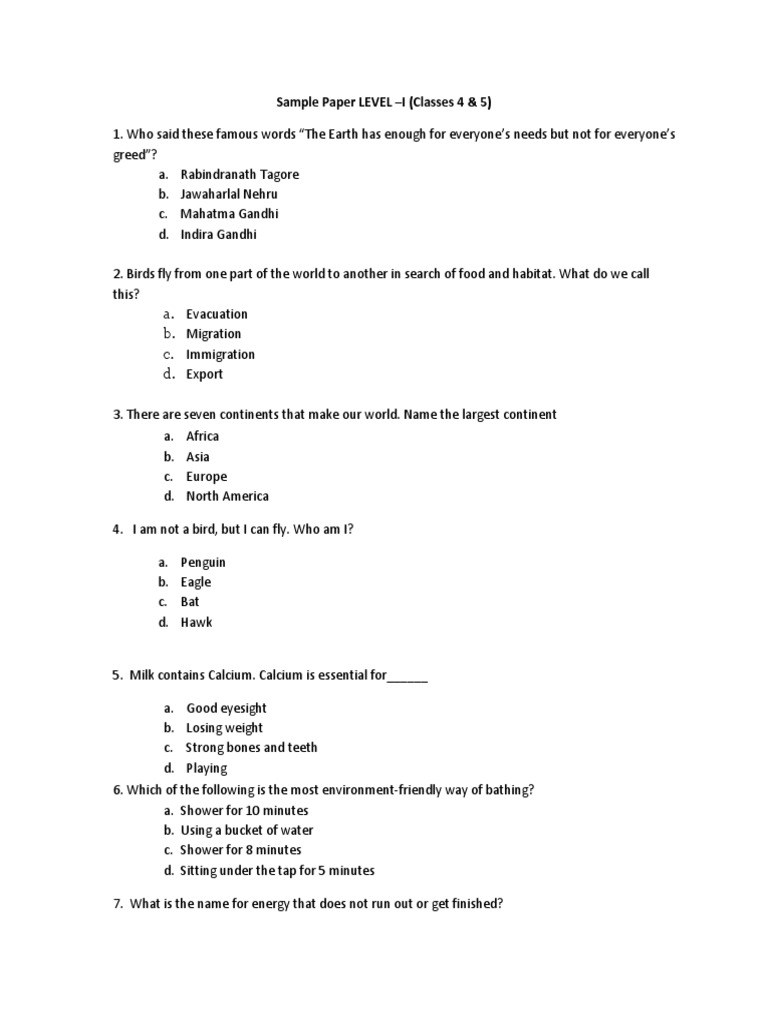 Sample Paper Level1 Pdf Pdf 