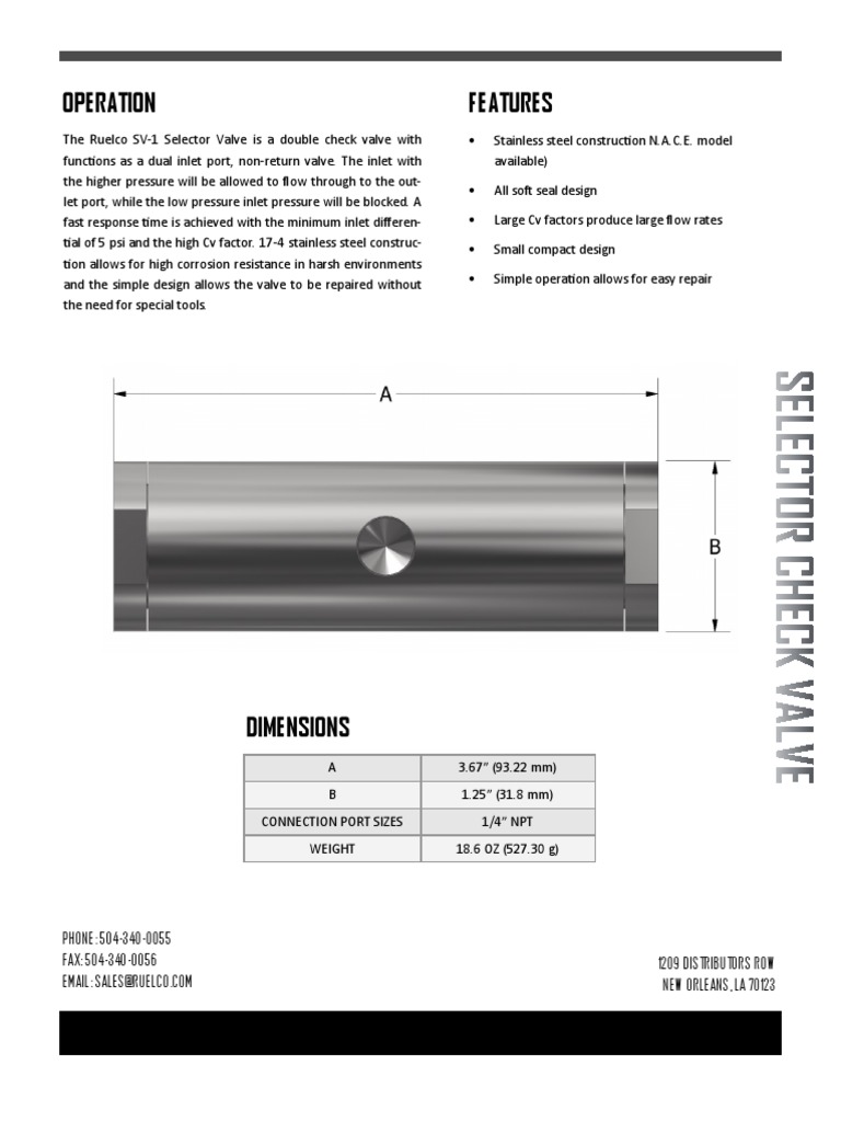 Selector Check Valve Literature | PDF | Valve | Hydraulics