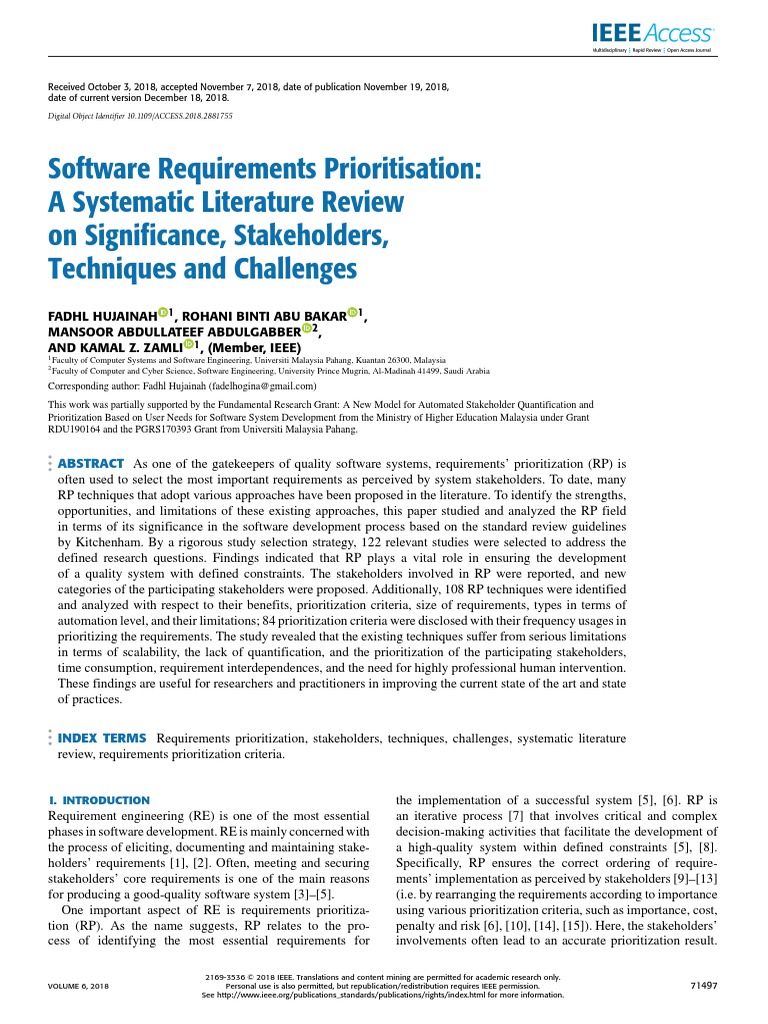 Requirement Prioritization | PDF | Systematic Review | Software Development