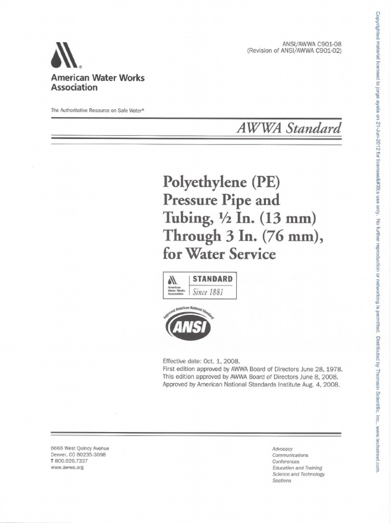 Awwa C901-2008 PDF | PDF