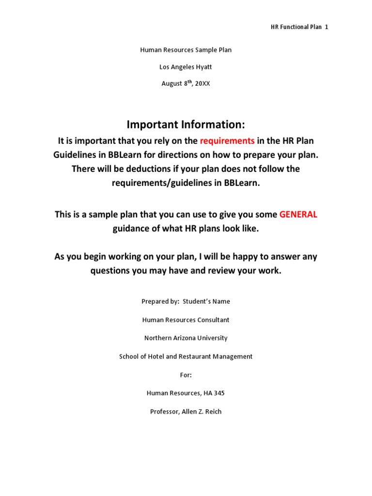Sample HR Plan | PDF | Human Resources | Employment