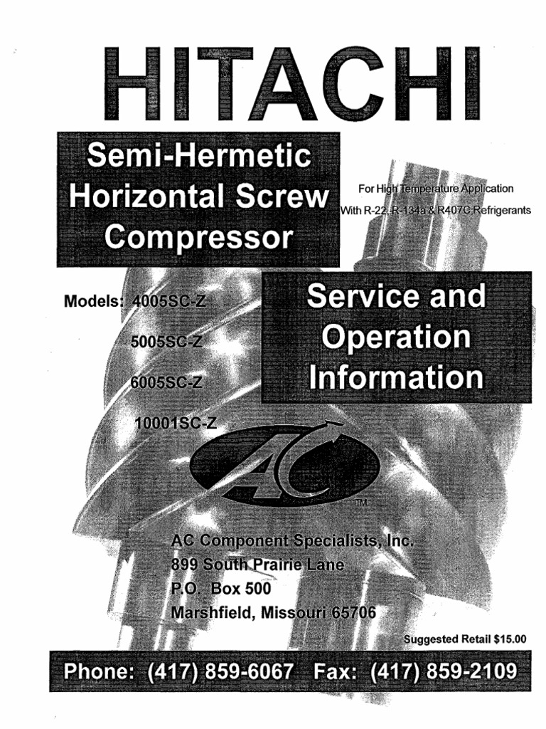 HITACHI Compressor (Semi Hermetic) Manual | PDF