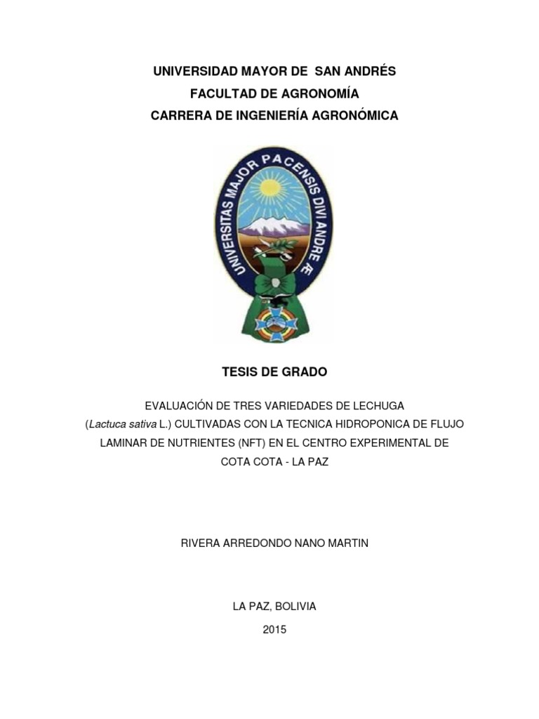 Tesis Prod Lechuga 3 Variedades Hidroponía UMSA PDF | PDF | Hidroponia ...