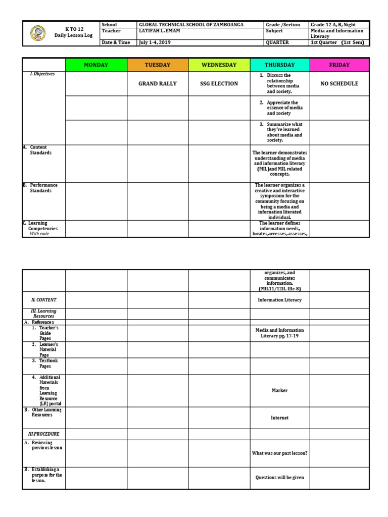 Monday Tuesday Wednesday Thursday Friday Grand Rally SSG Election No ...