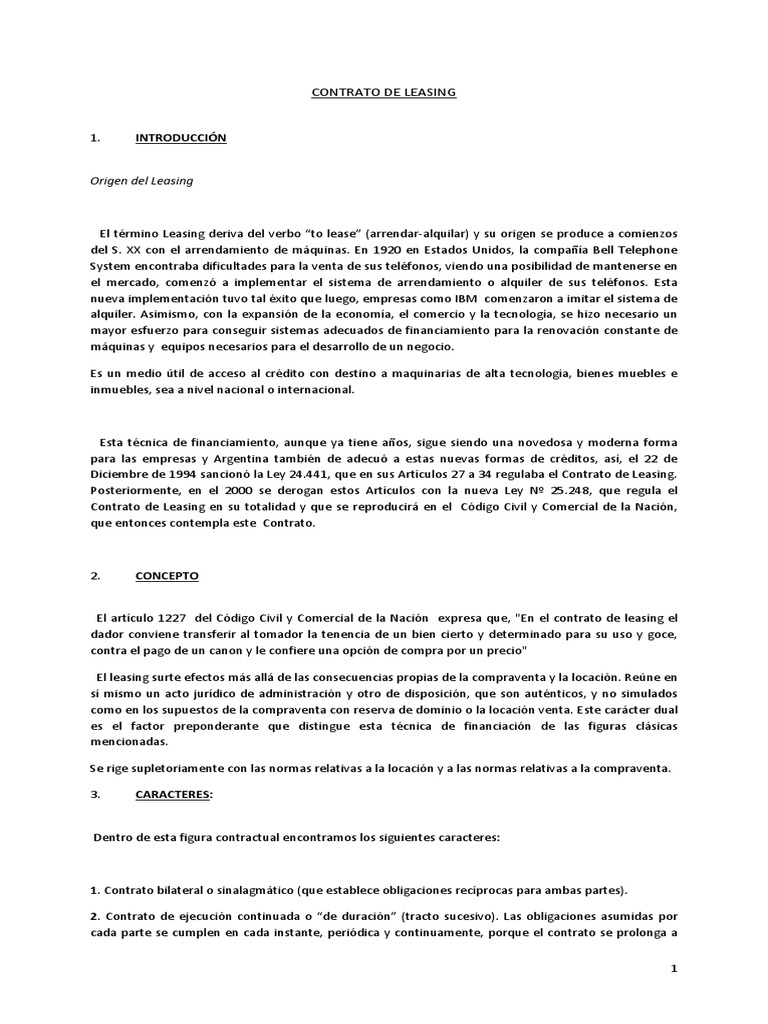 Contrato de Leasing | PDF | Arrendamiento | Propiedad