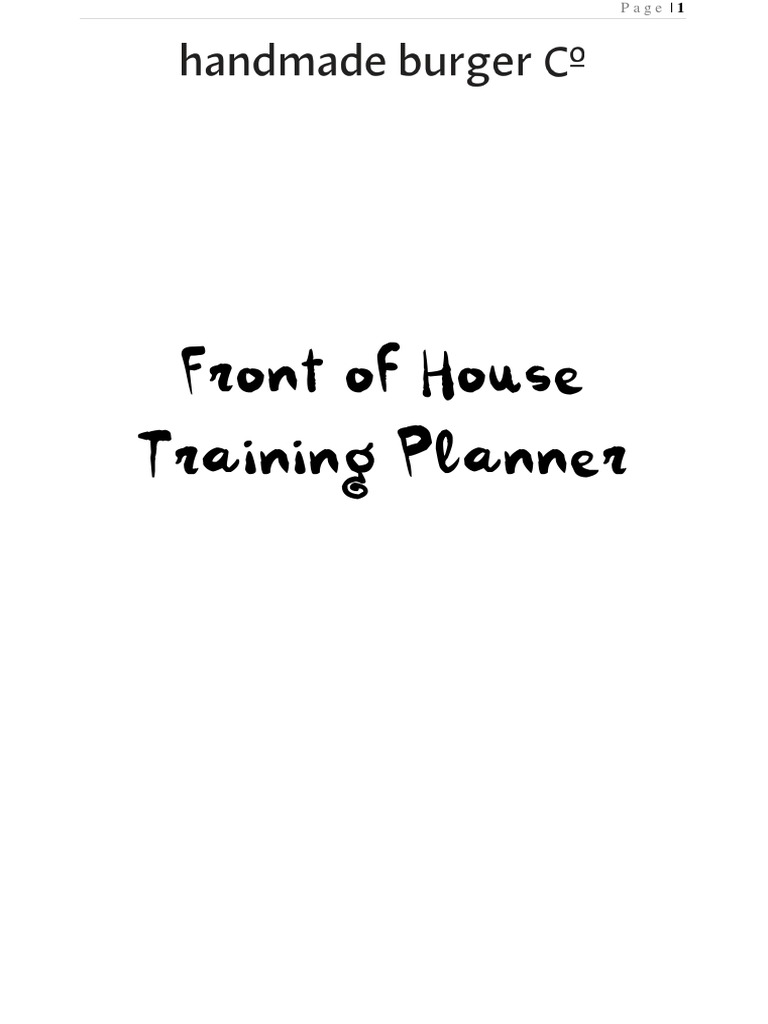Front of House Training Planner | PDF | Hamburgers | Food And Drink