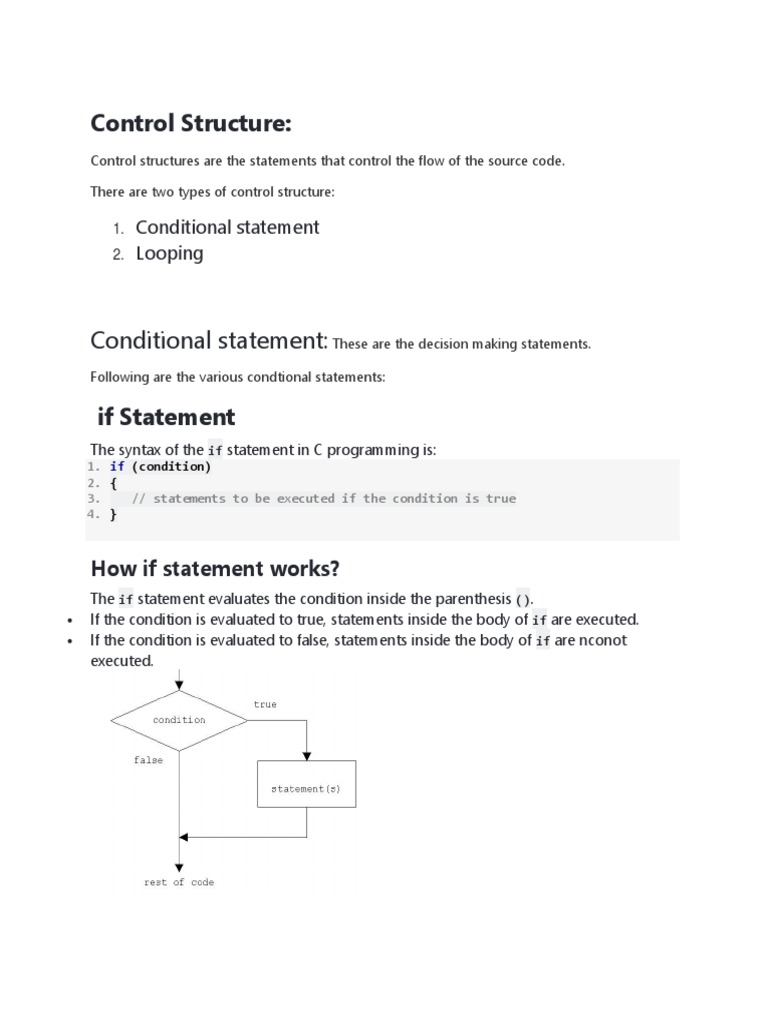 Control Structure:: Conditional Statement | PDF | Control Flow | Areas ...