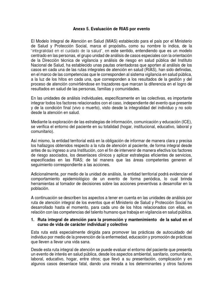 Anexo 5. Evaluación de RIAS Por Evento | PDF | Desnutrición | Adultos