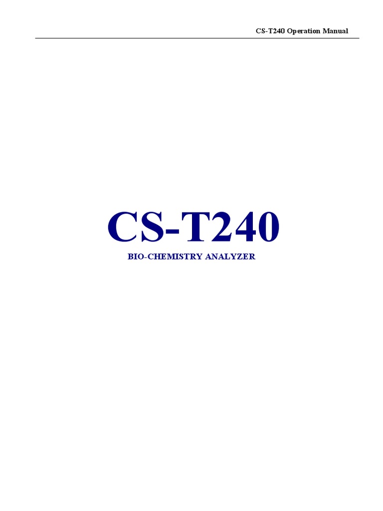 Bio-Chemistry Analyzer: CS-T240 Operation Manual | PDF | Barcode ...