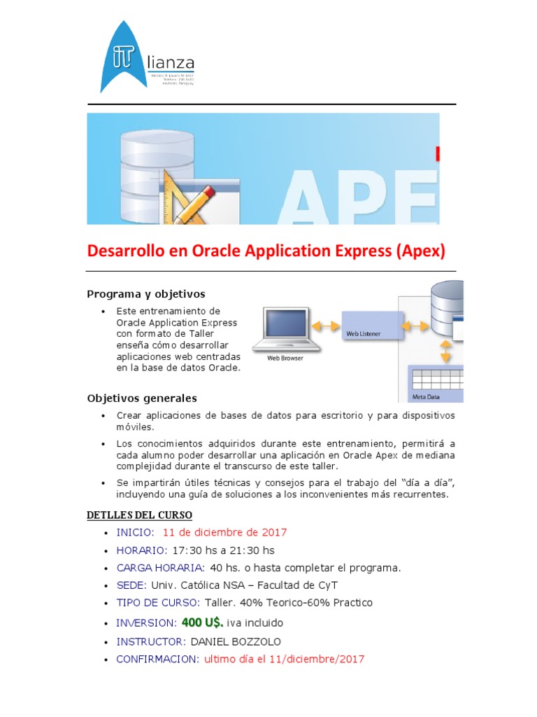 Taller de Desarrollo en Oracle APEX | PDF | Aplicación movil | Oracle ...