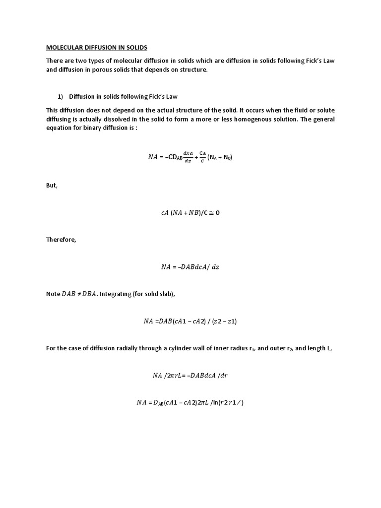 Molecular Diffusion in Solids | PDF | Diffusion | Porosity