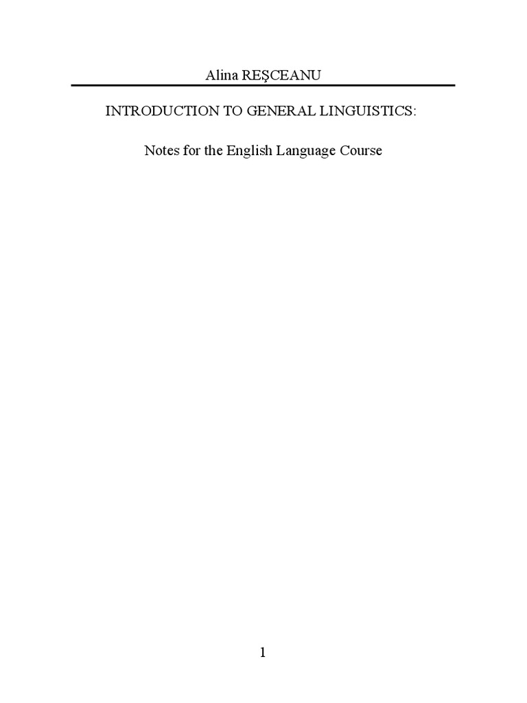 Introduction To General Linguistics Resceanu | PDF | Phoneme | Linguistics