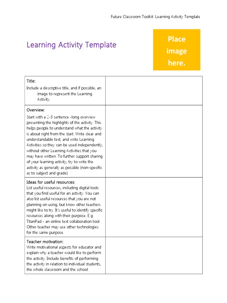 Learning Activity Template for Educators | PDF | Motivation | Motivational