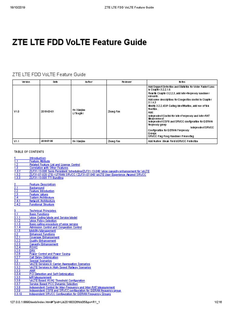 Zte Lte FDD Volte Feature Guide | PDF | Voice Over Ip | Lte ...