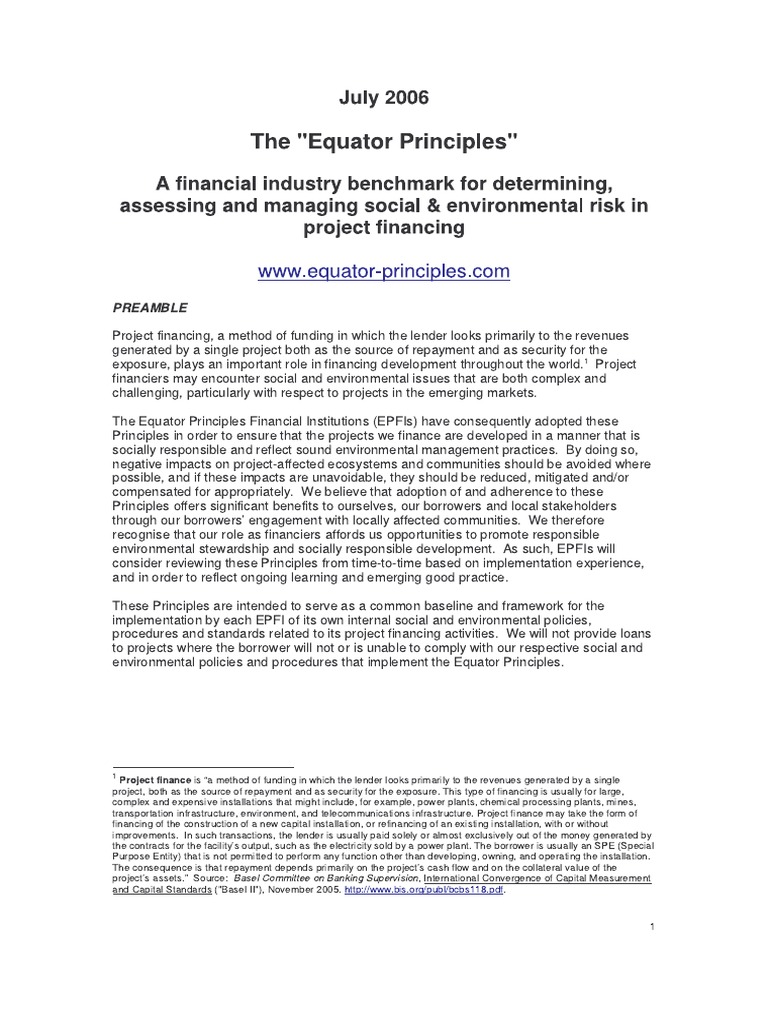 Equator Principles Final Version 03 July 2006 | PDF | Teaching Methods ...