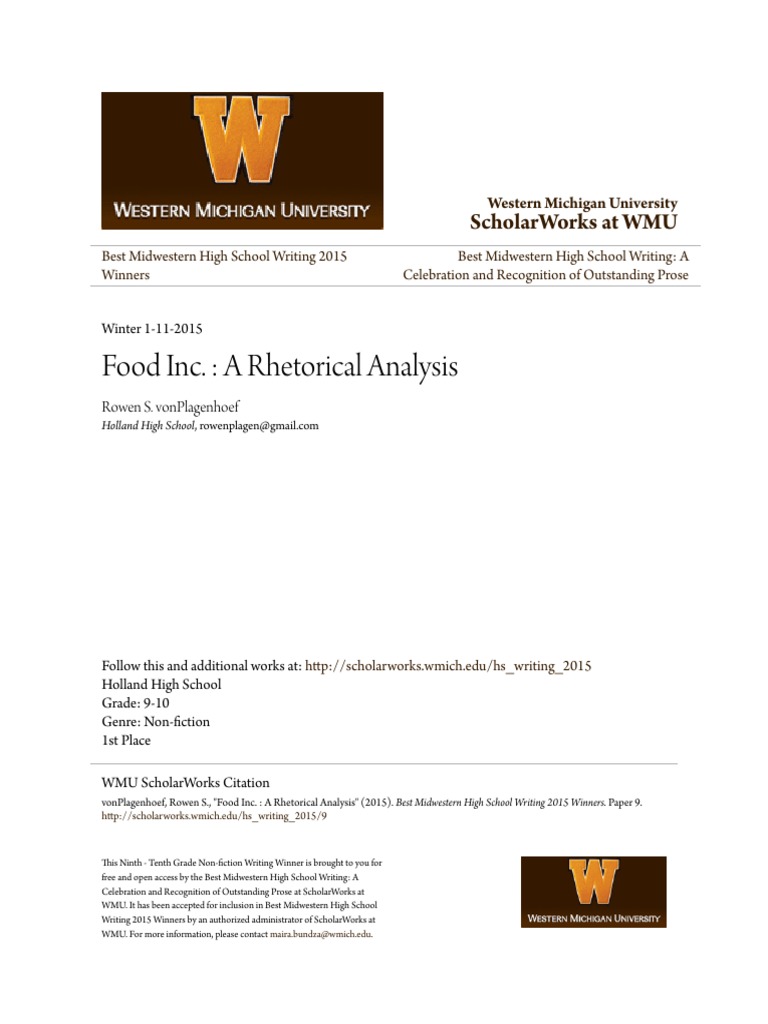 Food Inc. - A Rhetorical Analysis | PDF | Food Industry | Foods