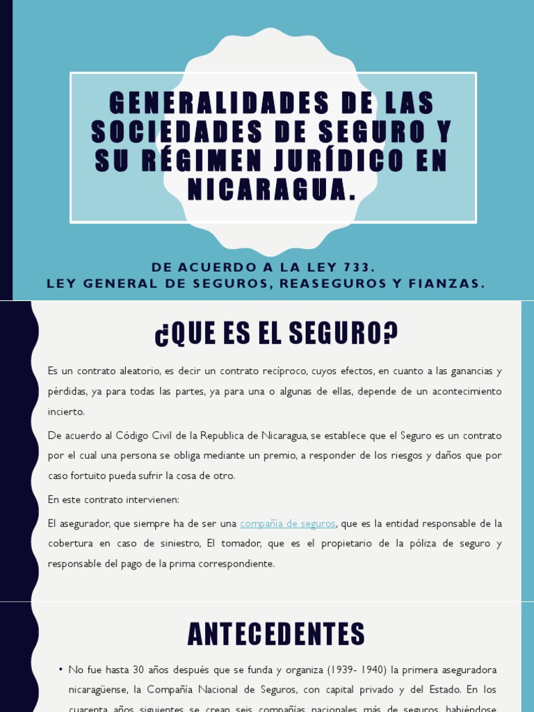 Generalidades de Las Entidades de Seguro | PDF | Póliza de seguros | Reaseguro