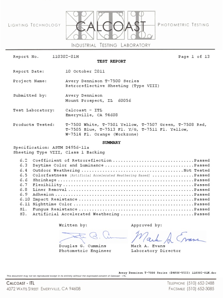 Test Report: (Artificial Accelerated Weathering Based) | PDF | Color ...