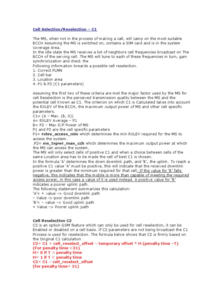 C1, C2cell Reselection | PDF | Telecommunications Engineering | Electronics